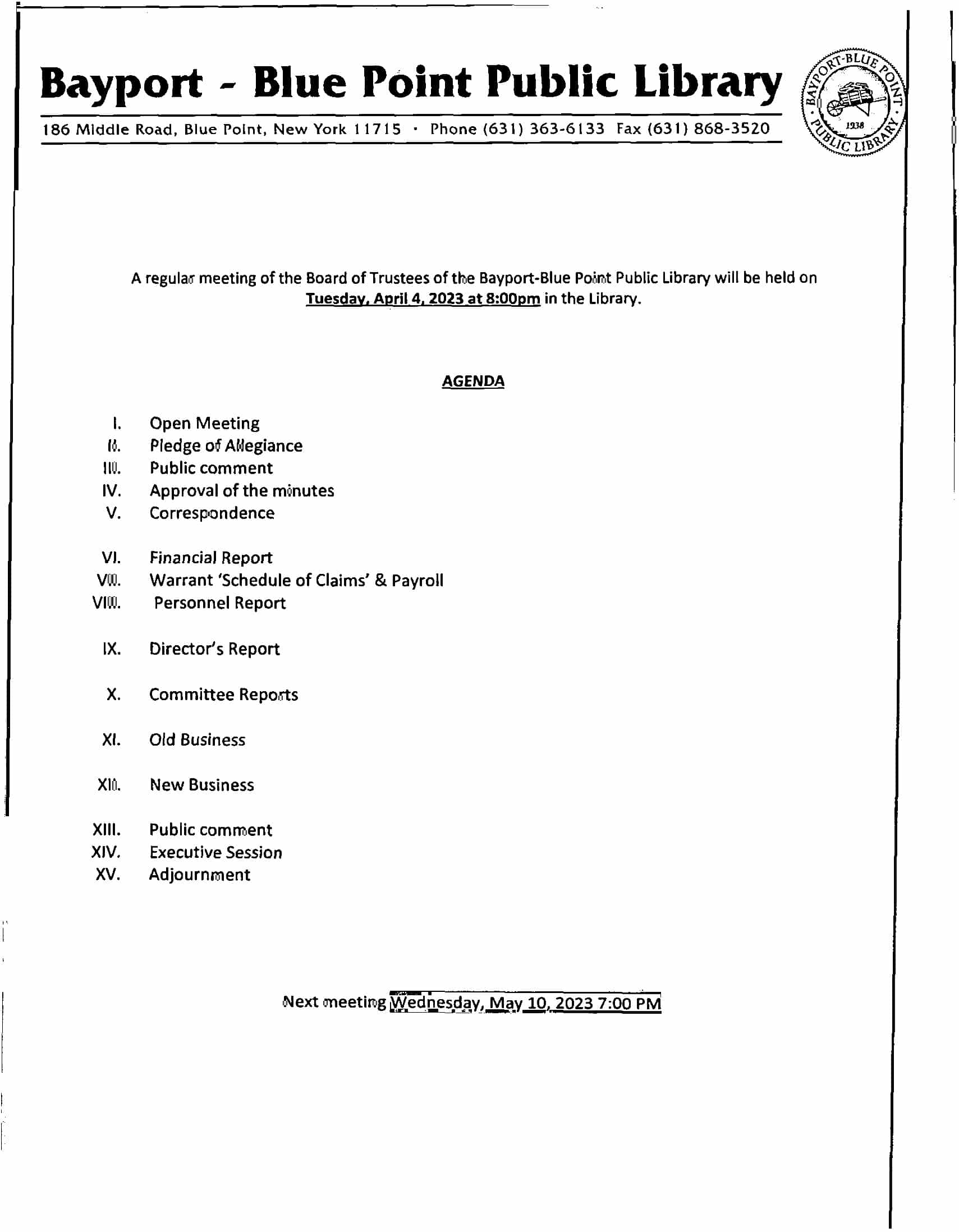 Board Information - Bayport-Blue Point Library