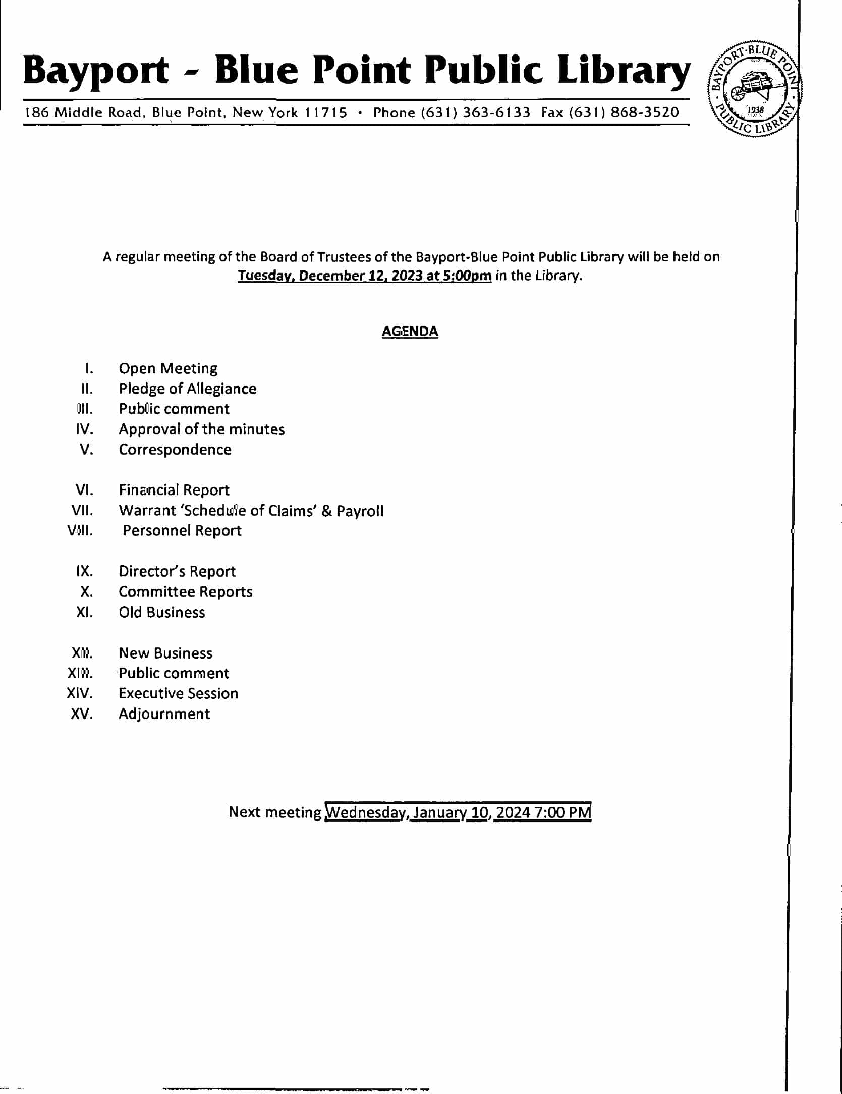 Board Information - Bayport-Blue Point Library